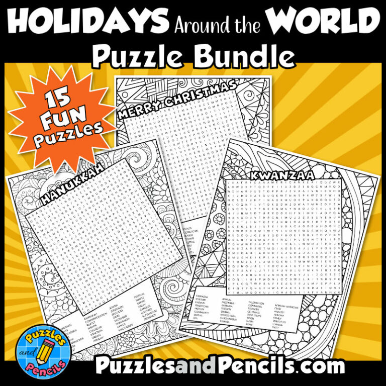 Holidays Around the World Word Search Puzzle Activity Page BUNDLE | 15 ...