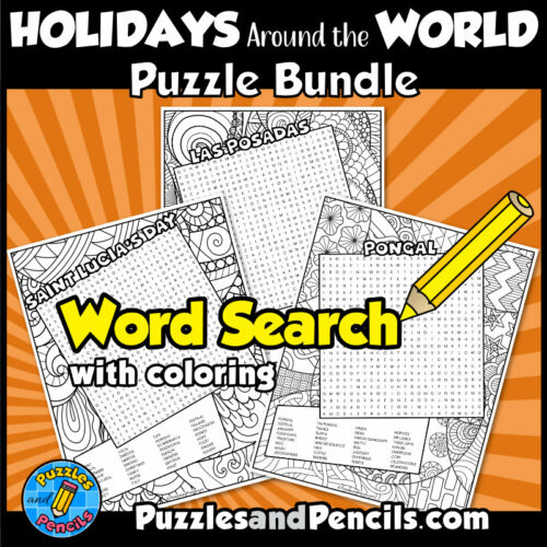 Holidays Around the World Word Search Puzzle Activity Page BUNDLE | 15 ...