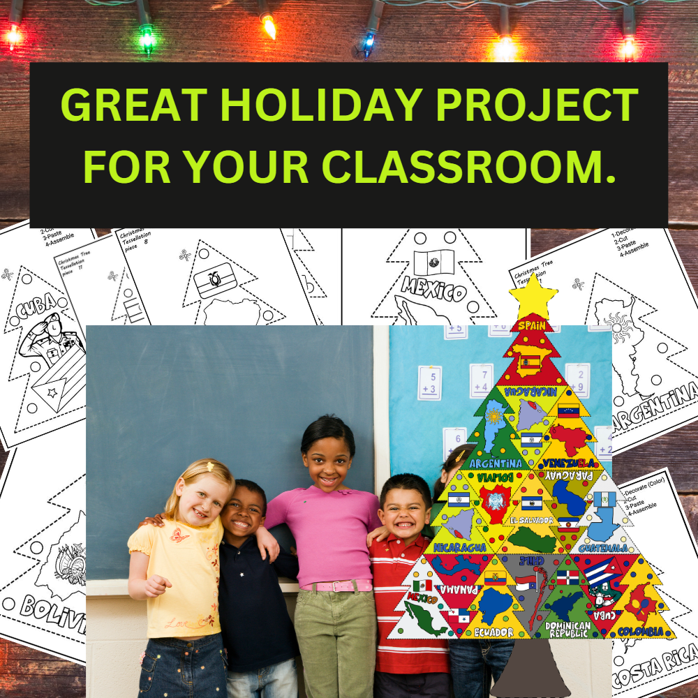 La Navidad Spanish Speaking Country Tessellation Christmas Tree | Made ...