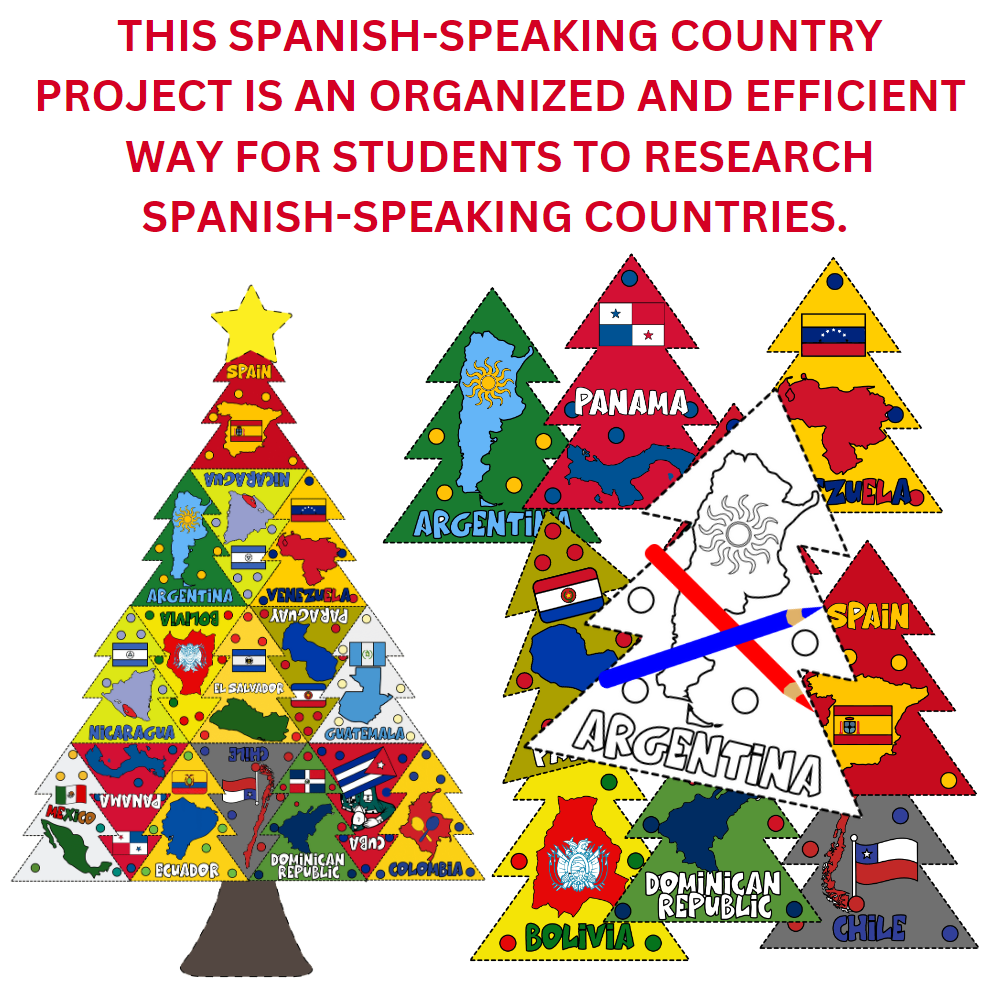 La Navidad Spanish Speaking Country Tessellation Christmas Tree | Made ...