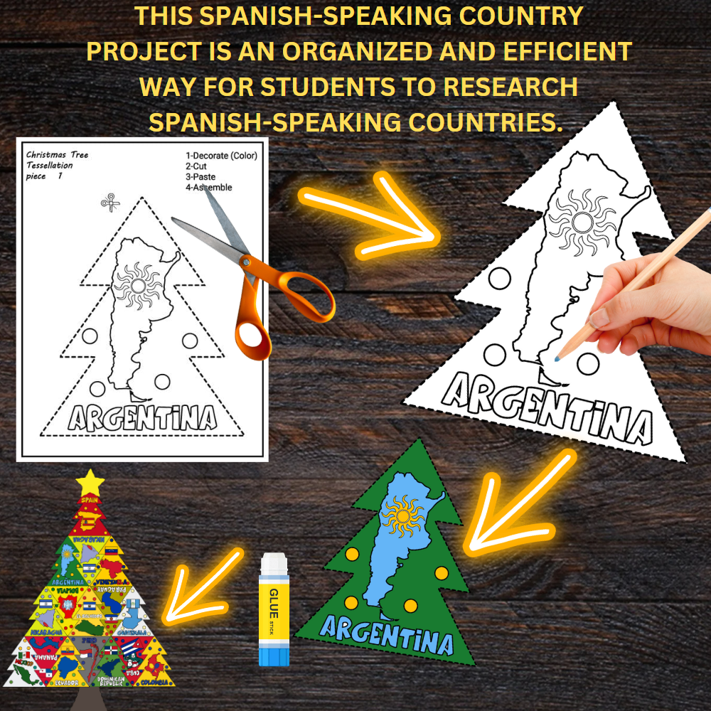 La Navidad Spanish Speaking Country Tessellation Christmas Tree | Made ...