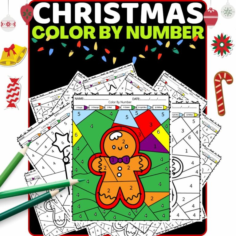 Gingerbread man Color By Number Coloring Pages, winter coloring sheets ...