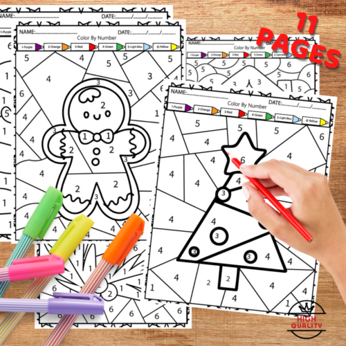 Gingerbread man Color By Number Coloring Pages, winter coloring sheets ...