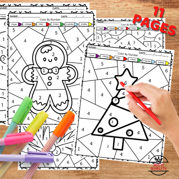 Gingerbread man Color By Number Coloring Pages, winter coloring sheets ...