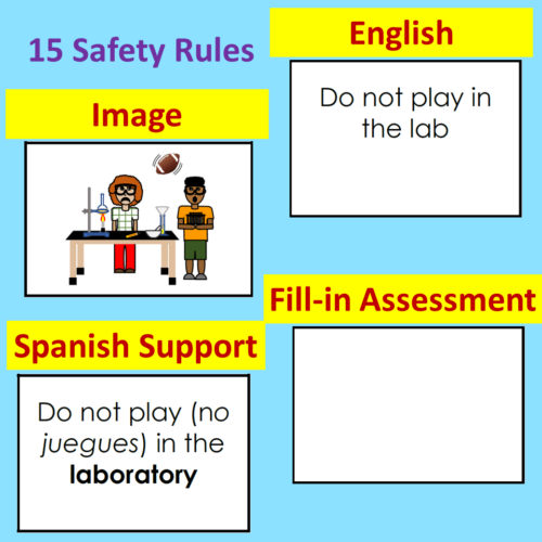 ESL Biology Lab Safety Rules Matching Cards for Spanish Speakers | Made ...