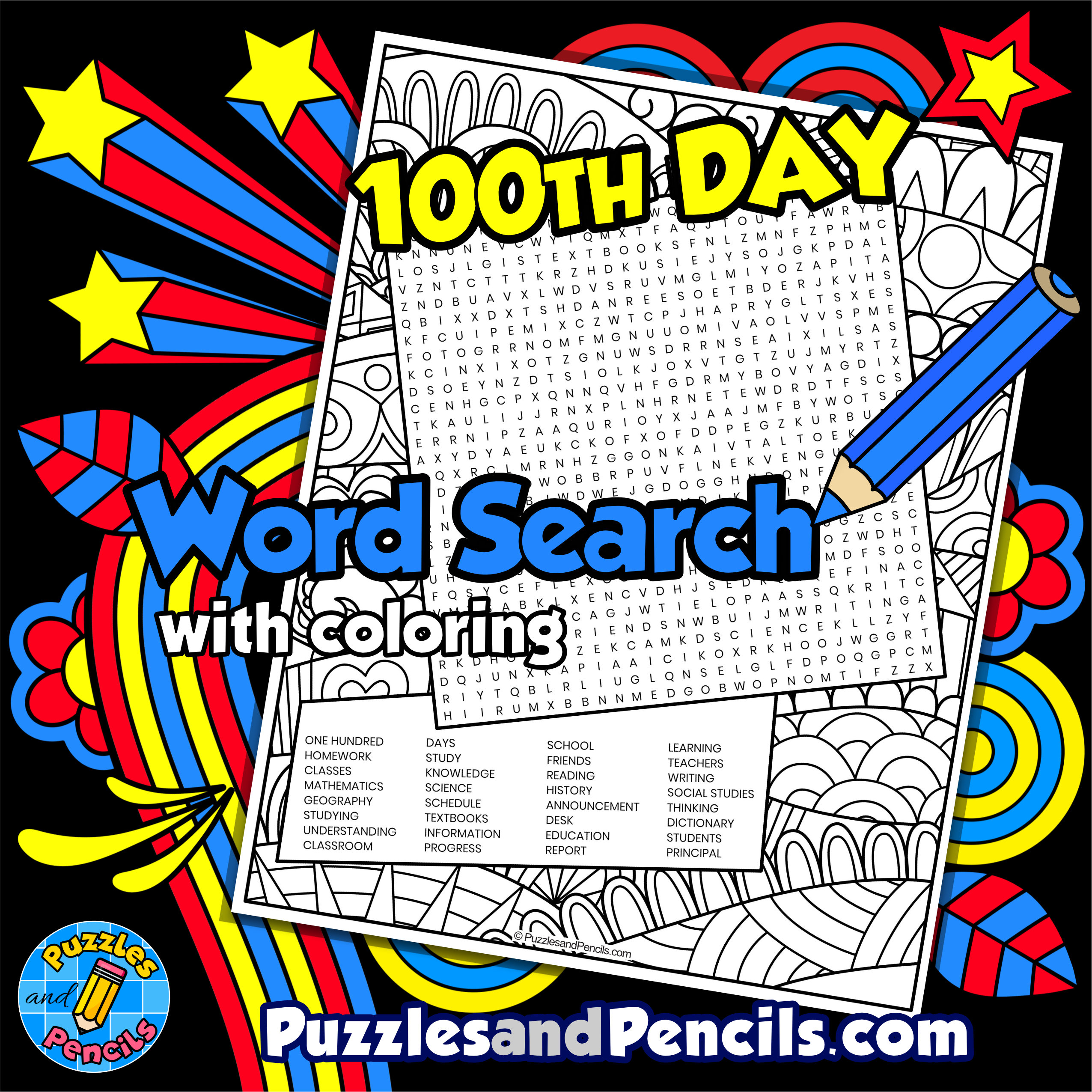 100th Day Of School Word Search Puzzle Activity Page With Coloring 100th Day Of School Word Search Puzzle Activity Page With Coloring