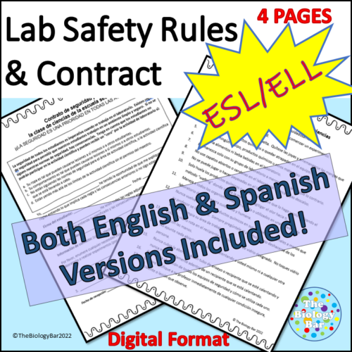 ESL Biology Lab Safety Rules & Safety Contract for Spanish Speakers ...