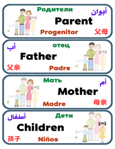 Multilingual ESL Familly Members Flashcards Labels English Chinese ...