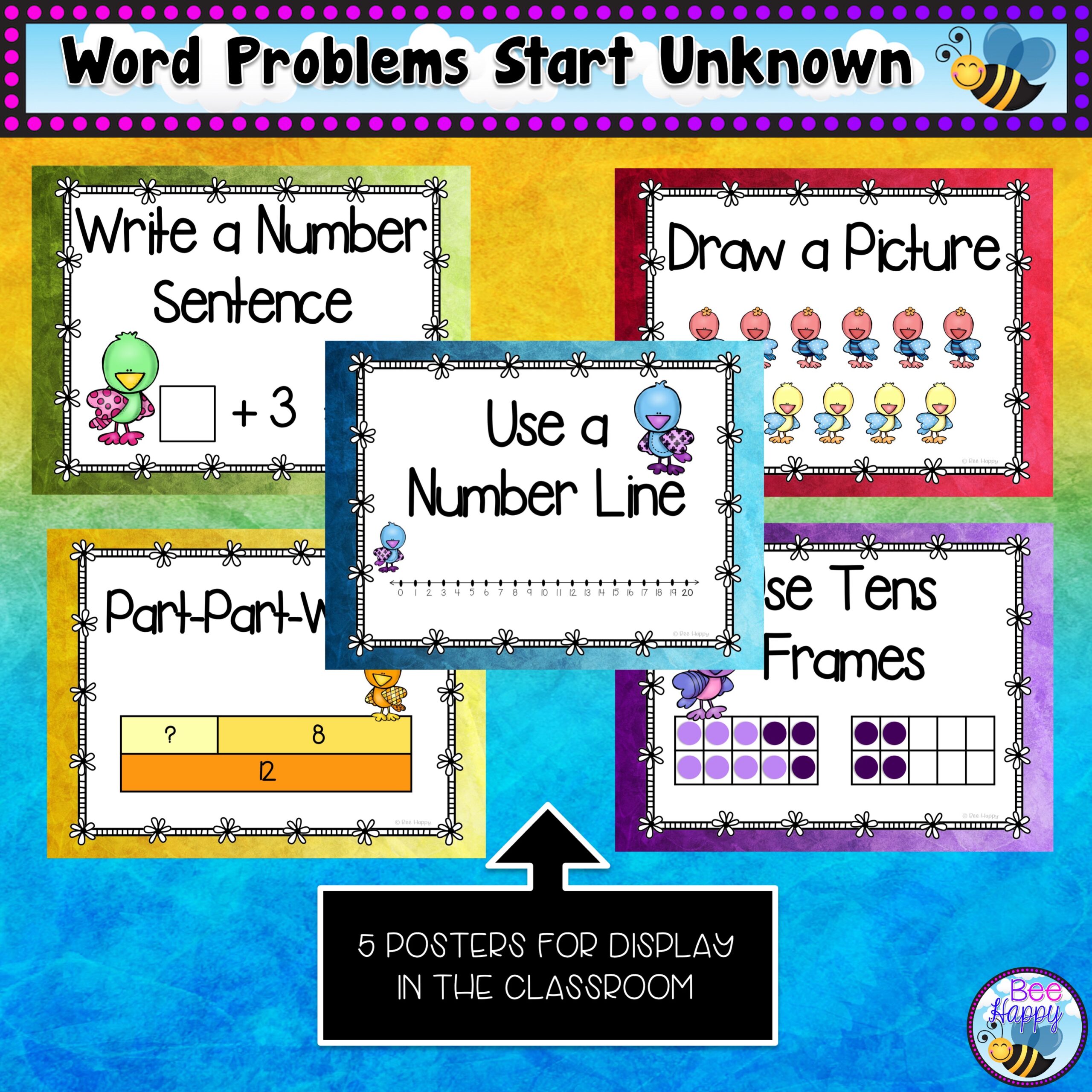 Addition Word Problems Within 20 | Start Unknown | Think Boards and ...