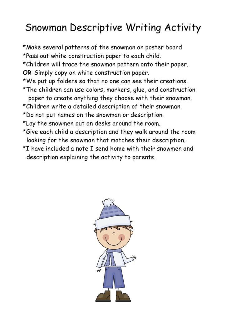 Snowman Descriptive Writing Craftivity - Made By Teachers