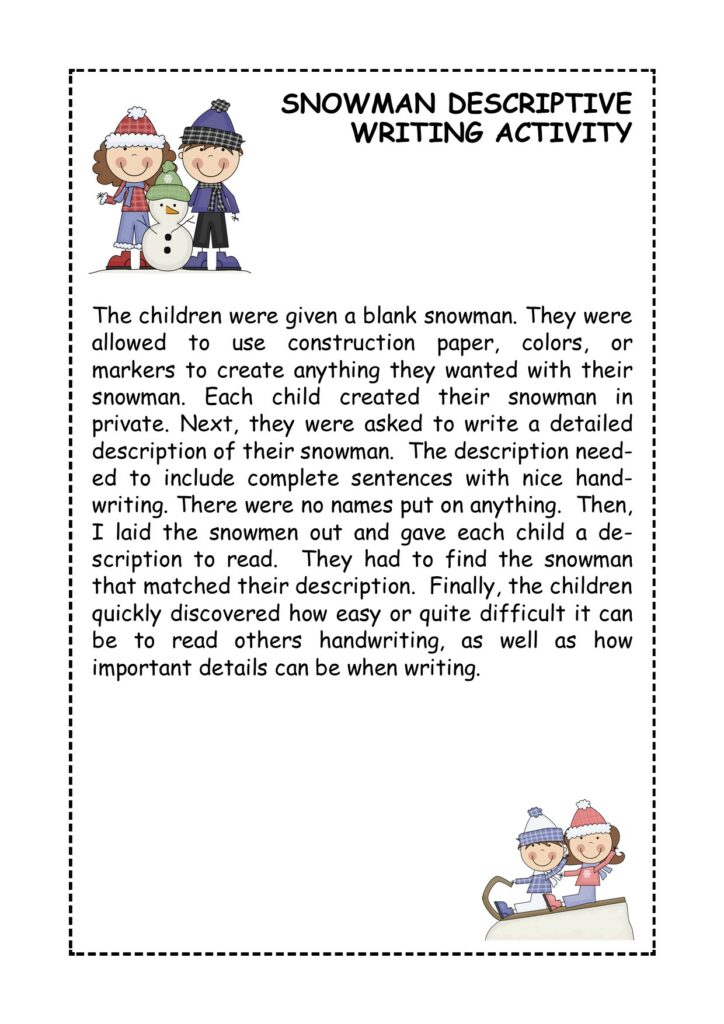 Snowman Descriptive Writing Craftivity - Made By Teachers