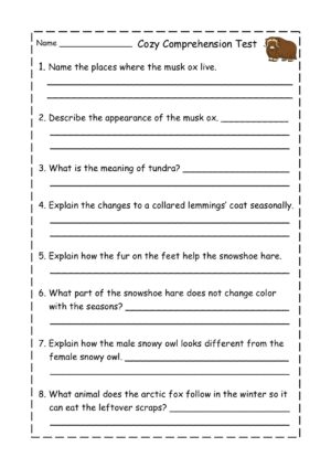 Cozy-Arctic Animals Comprehension Main Idea Retell Vocabulary | Made By ...