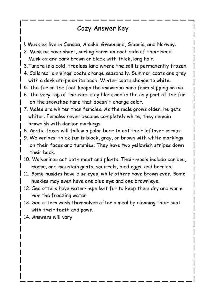 Cozy-Arctic Animals Comprehension Main Idea Retell Vocabulary | Made By ...