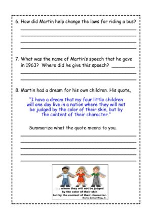 Martin Luther King Jr. Mini Book Reading Comprehension | Made By Teachers