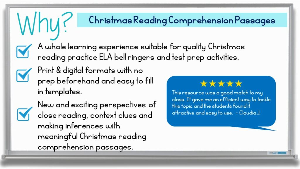 Christmas Reading Comprehension - Stories Passages with Questions and ...