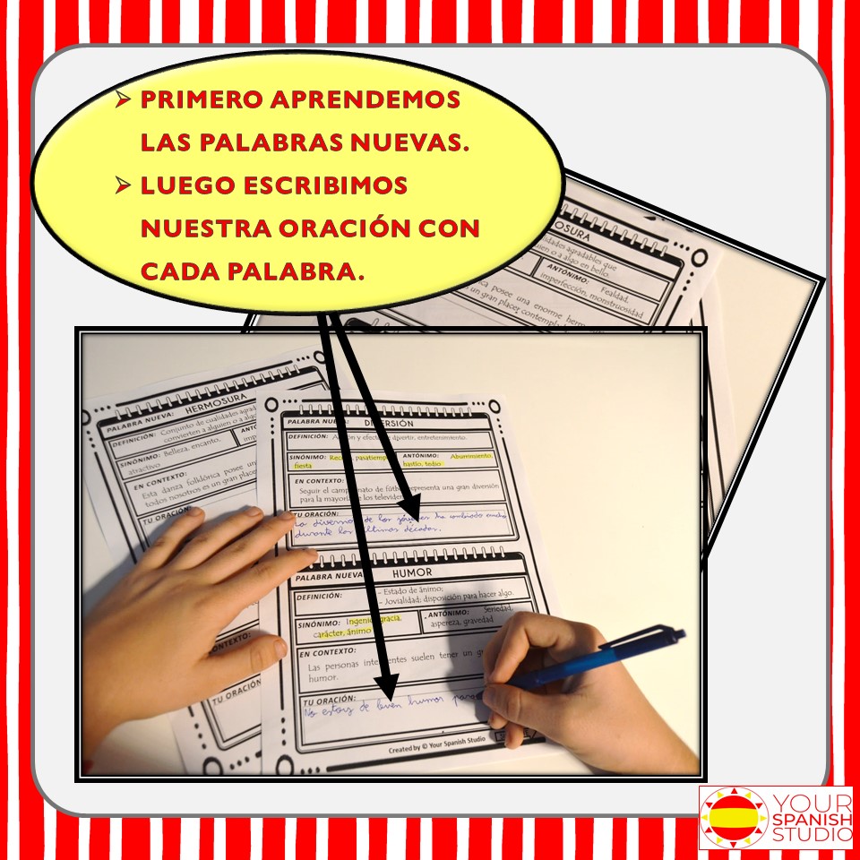 ADVANCED SPANISH VOCABULARY PRINT&GO 40 NOUNS DEFINITIONS SYNONYMS ...