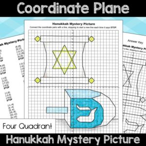 Hanukkah Coordinate Plane Mystery Graphing Picture Four Quadrant | Made ...