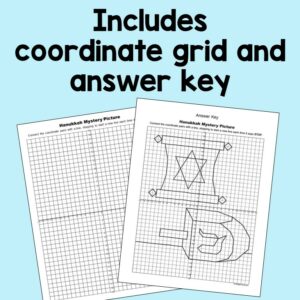 Hanukkah Coordinate Plane Mystery Graphing Picture Four Quadrant | Made ...