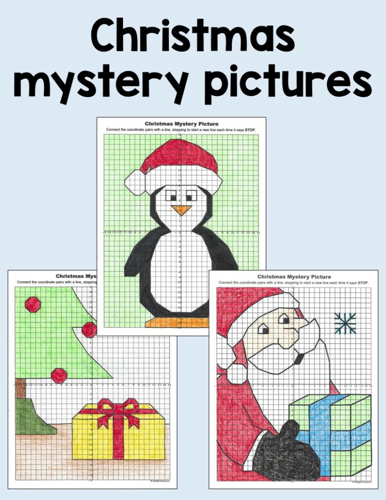 December Holidays Coordinate Plane Mystery Graphing Pictures - Four ...
