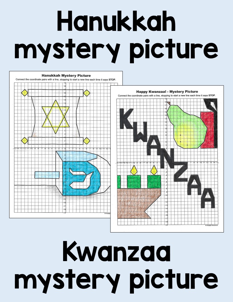 December Holidays Coordinate Plane Mystery Graphing Pictures - Four ...