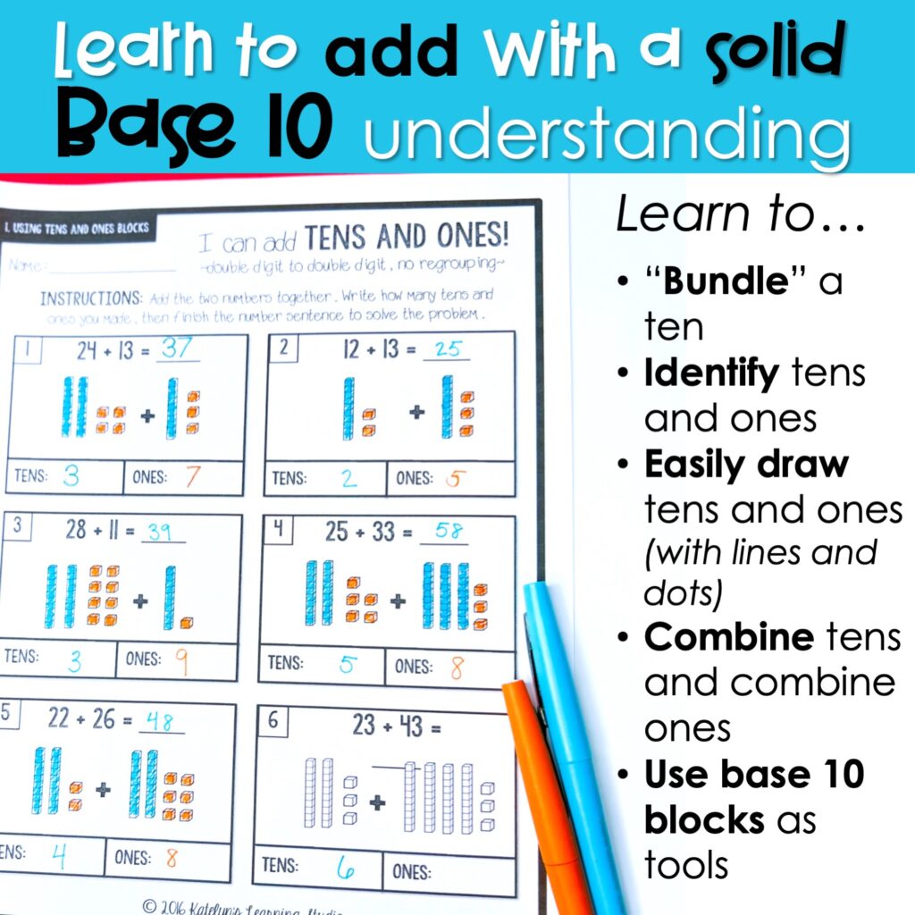 2 Digit Addition with Regrouping Worksheets - First Grade Math ...