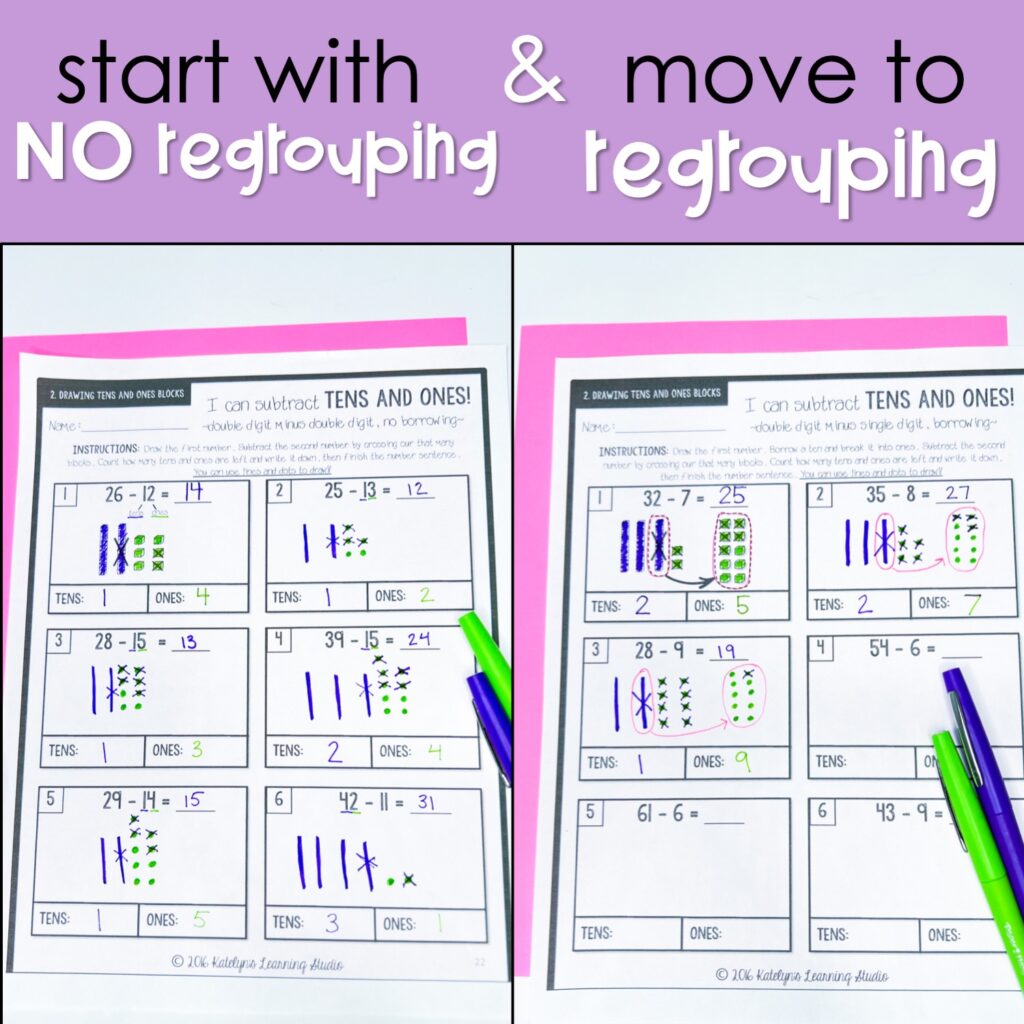2 Digit Subtraction with Regrouping Worksheets - First Grade ...