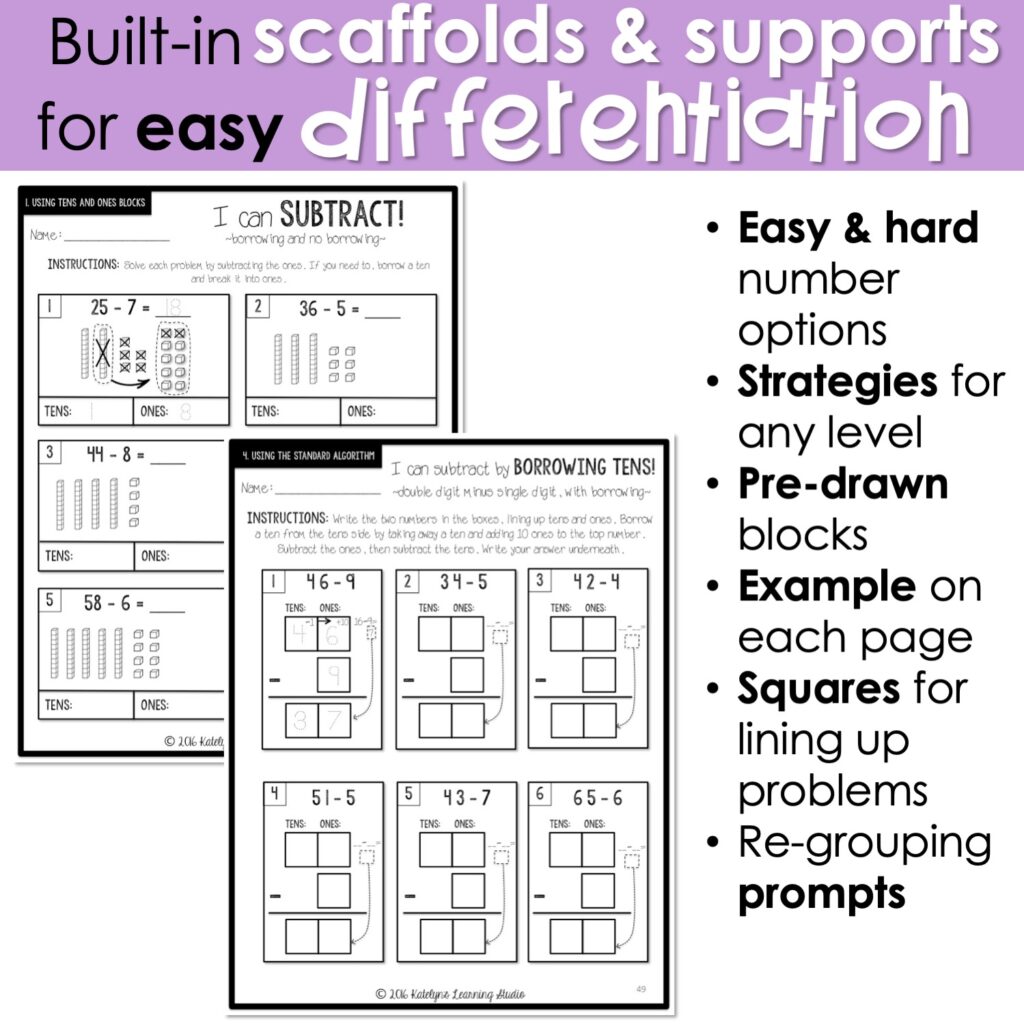 2 Digit Subtraction with Regrouping Worksheets - First Grade ...