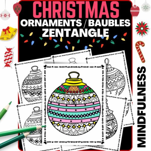 Christmas Ornaments /Baubles Coloring Zentangle,Winter mindfulness ...