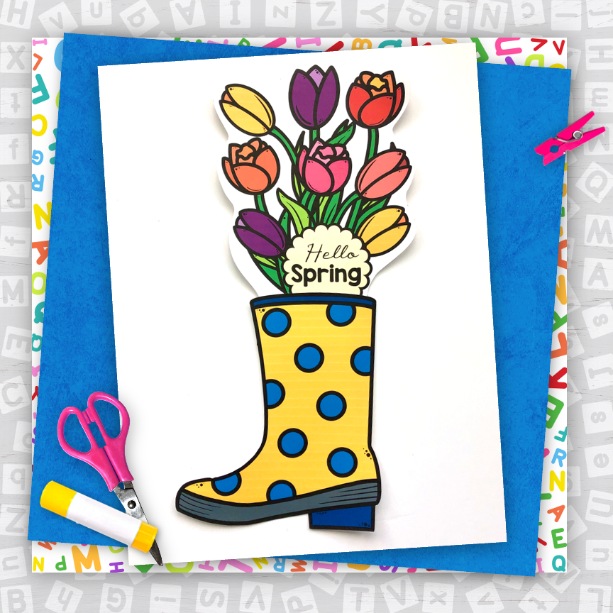 Tulips in Rainboot Spring and Mother's Day Craft | Made By Teachers