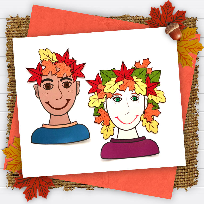 Fall Self Portrait with Leaf Crown Craft & Prompt | Fall Craft | Made ...