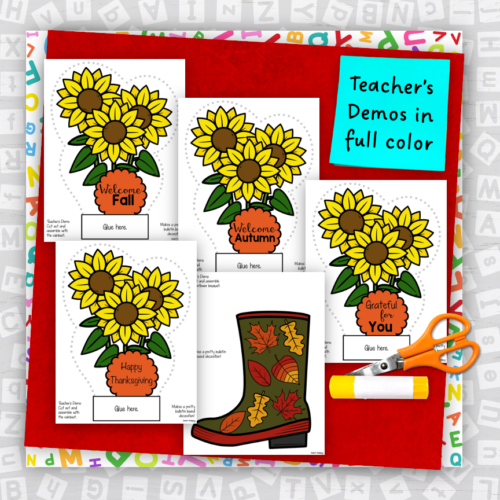 Sunflowers in Rainboot Fall and Thanksgiving Craft | Made By Teachers