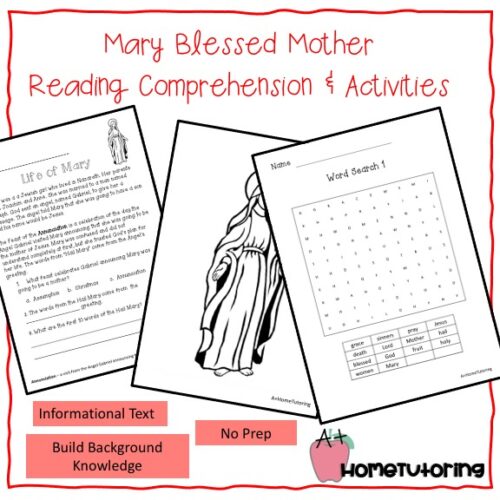 Mary Blessed Mother Mini Packet: Reading Comprehension & Activities ...