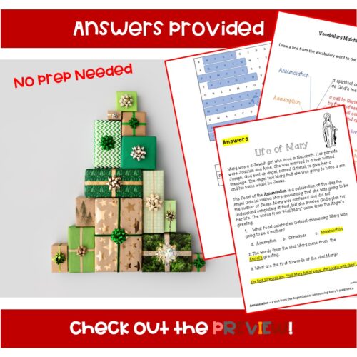 Mary Blessed Mother Mini Packet: Reading Comprehension & Activities ...