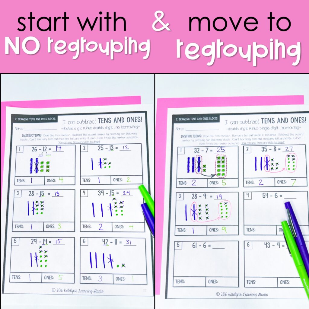 2 Digit Addition and Subtraction with Regrouping Worksheets | Made By ...