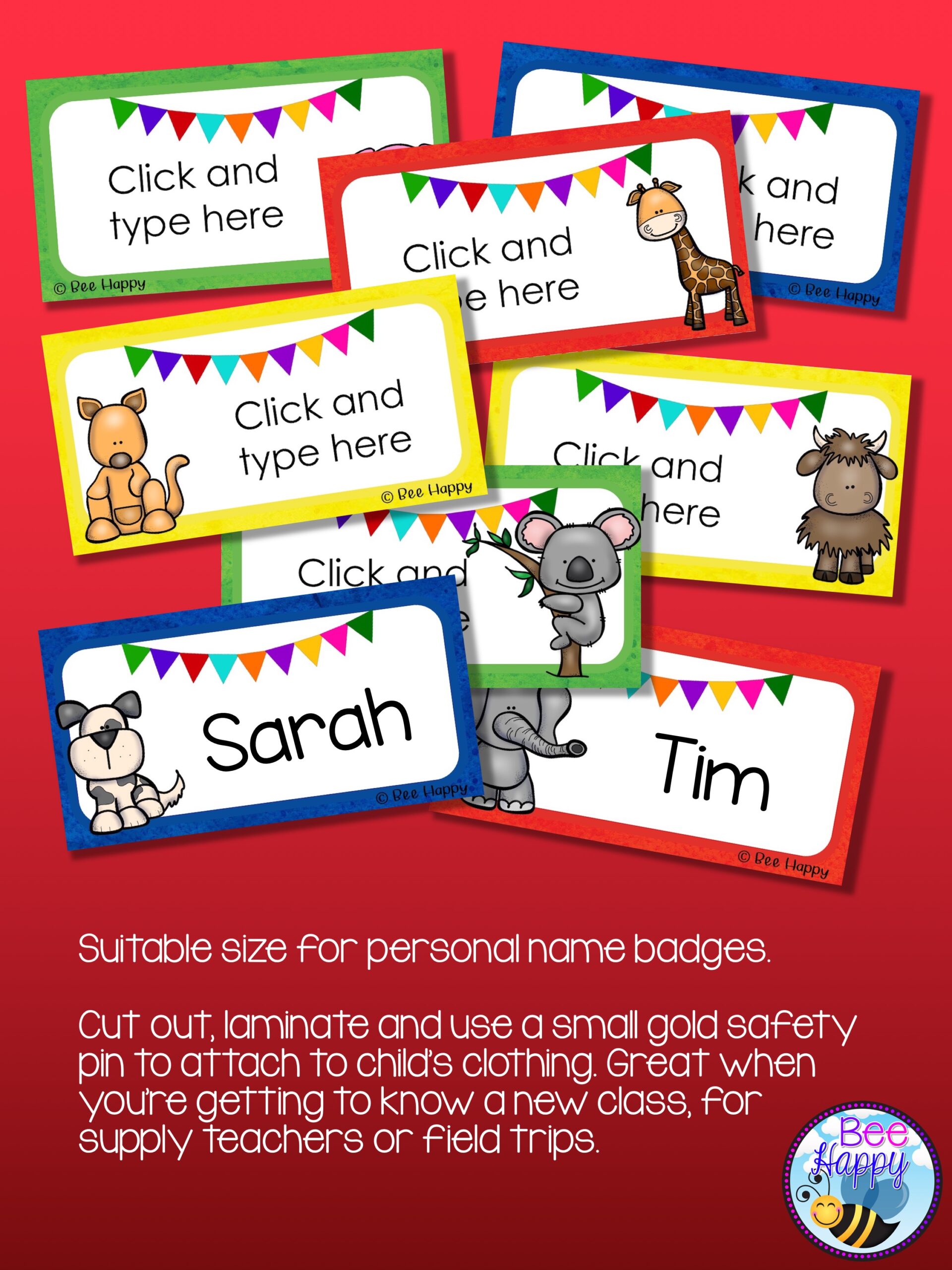 Editable Name Tags and Labels | Animals | Made By Teachers