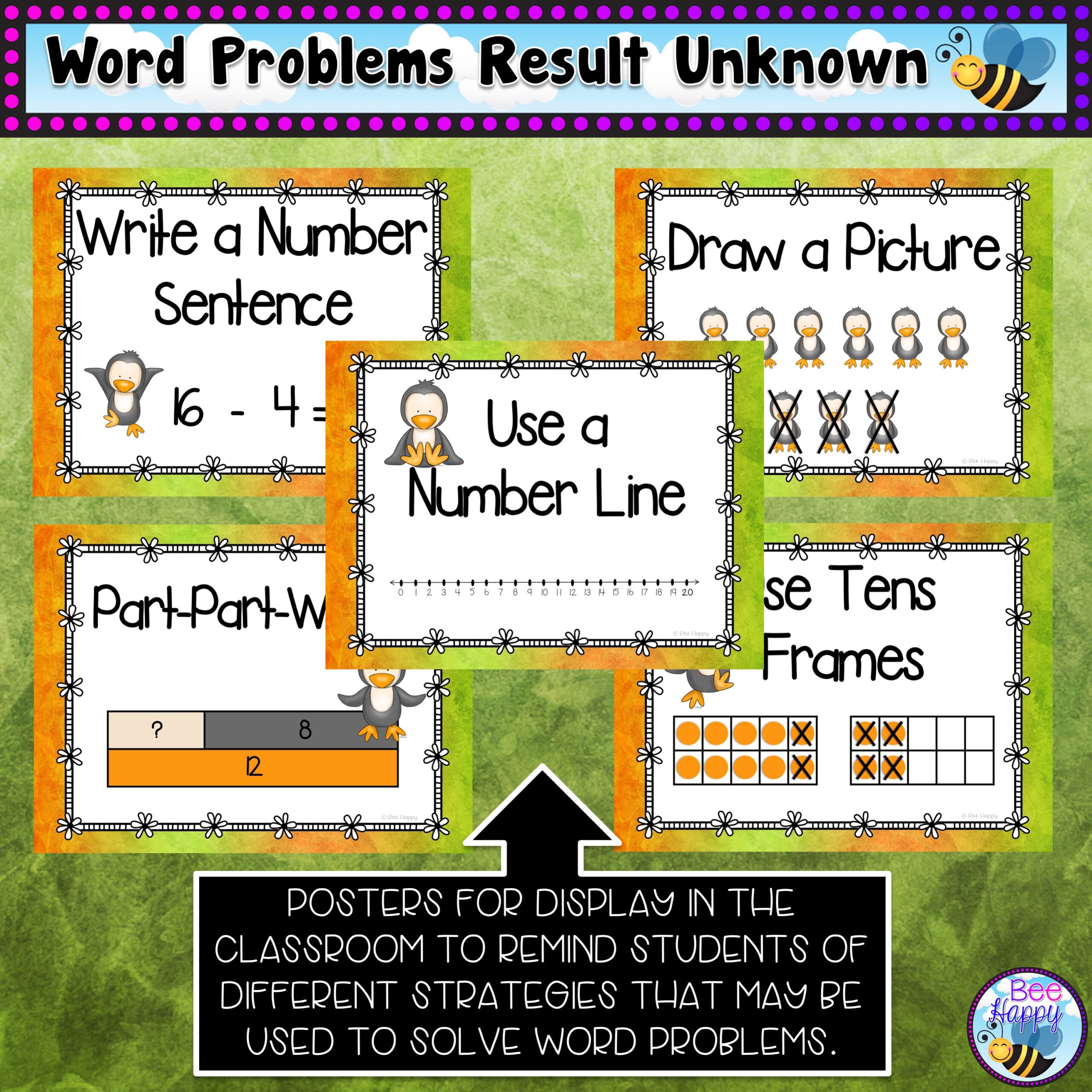 Subtraction Word Problems Within 20 | Result Unknown | Think Boards ...