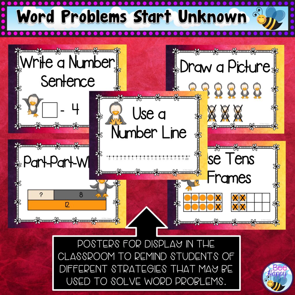Subtraction Word Problems Within 20 | Start Unknown | Think Boards ...