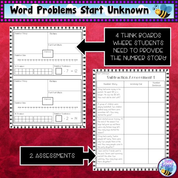 Subtraction Word Problems Within 20 | Start Unknown | Think Boards ...