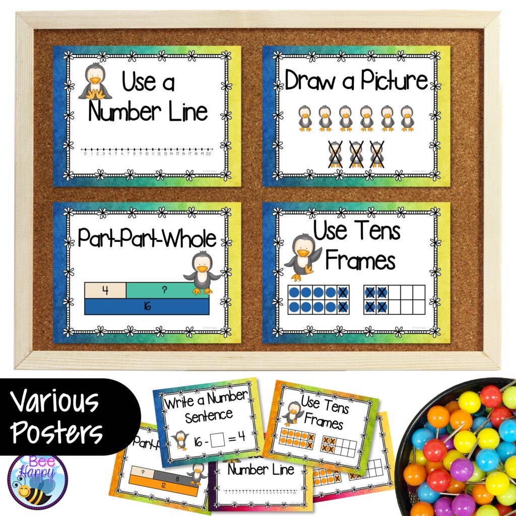 Subtraction Word Problems Within 20 | Think Boards & Posters | Bundle ...