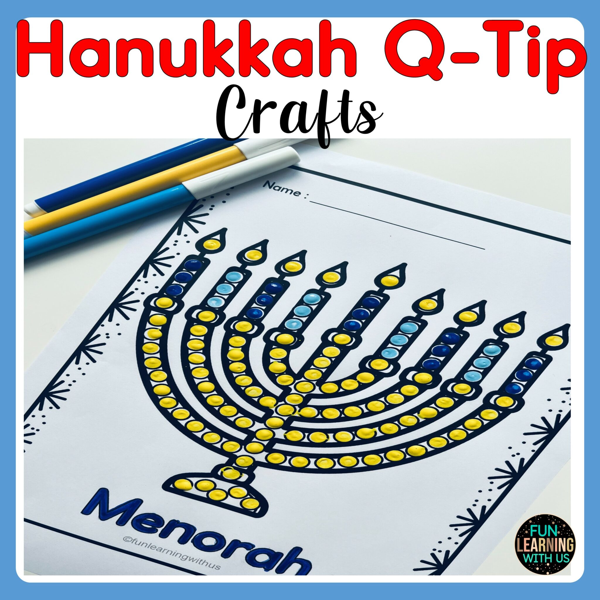 Hanukkah Q Tip Painting | Fine Motor Skill December Activities | Made ...