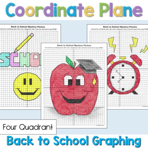 Back to School Coordinate Plane Graphing Pictures Four Quadrant | Made ...