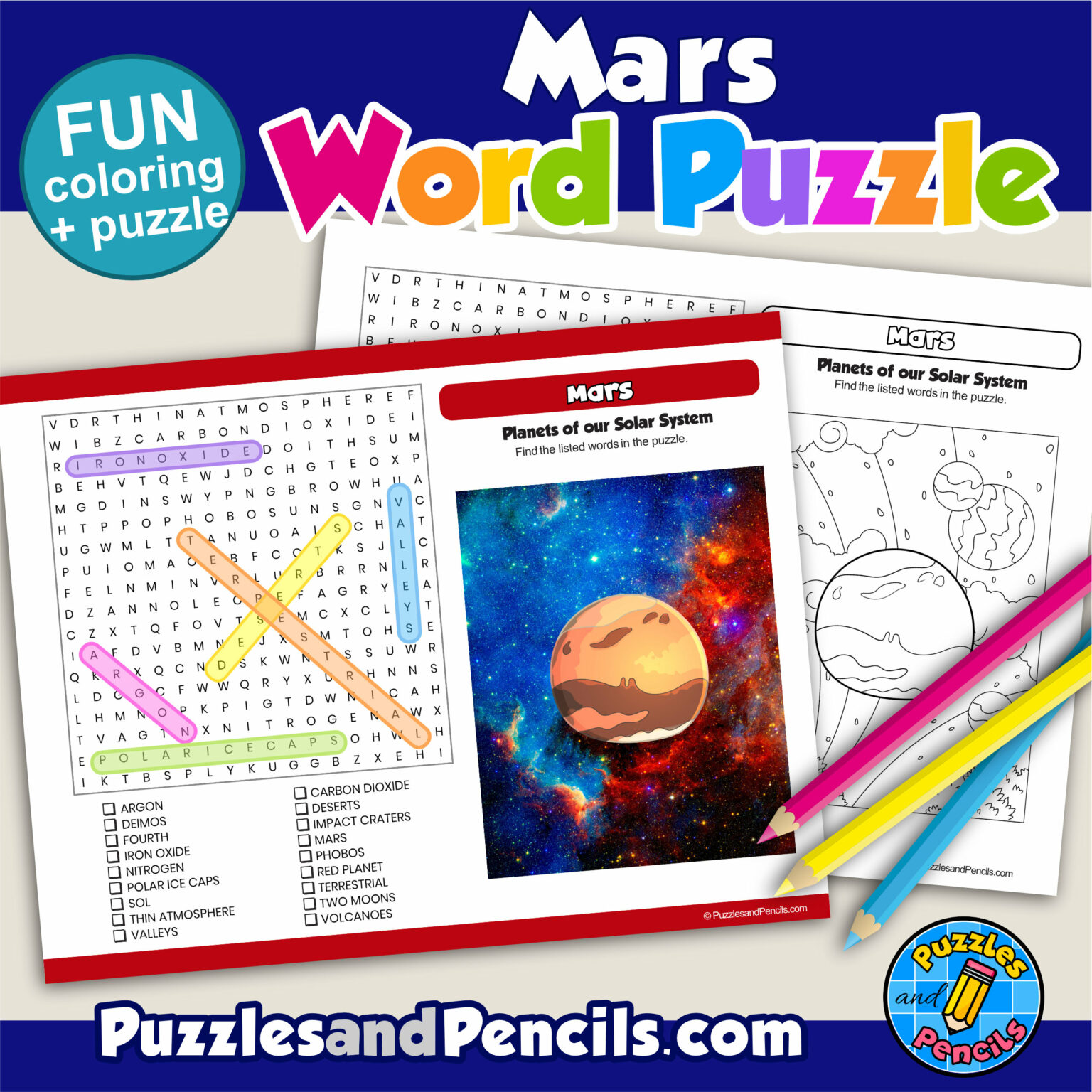 Mars Word Search Puzzle Activity Page | Planets & Solar System ...