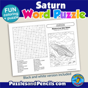 Saturn Word Search Puzzle Activity Page | Planets & Solar System ...