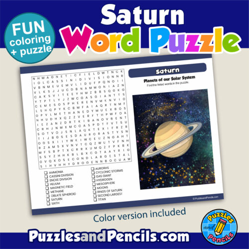 Saturn Word Search Puzzle Activity Page | Planets & Solar System ...