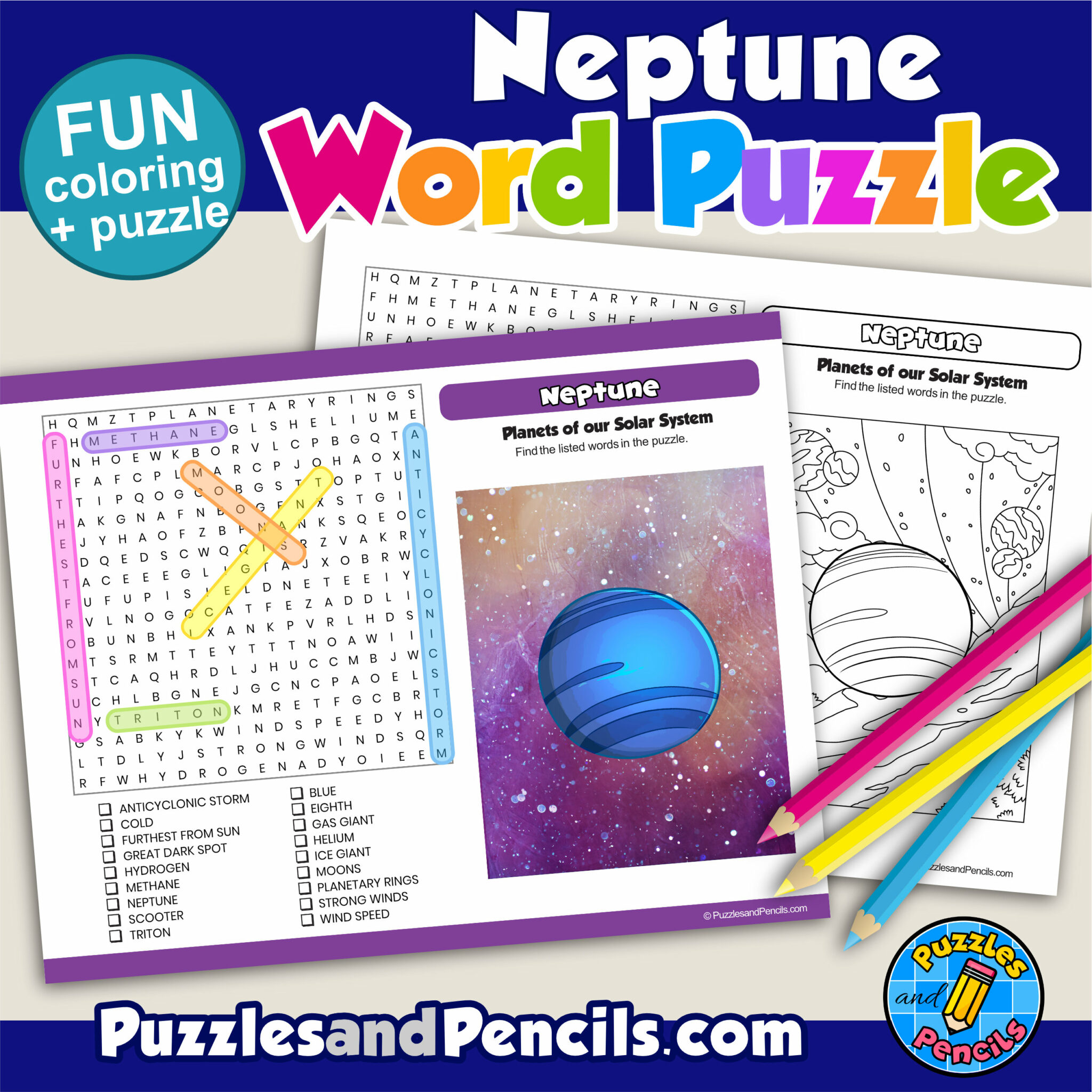 Neptune Word Search Puzzle Activity Page | Planets & Solar System ...