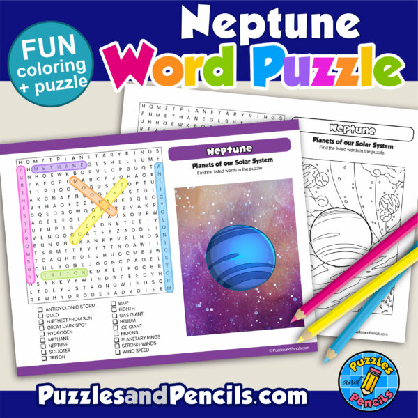 Neptune Word Search Puzzle Activity Page | Planets & Solar System ...