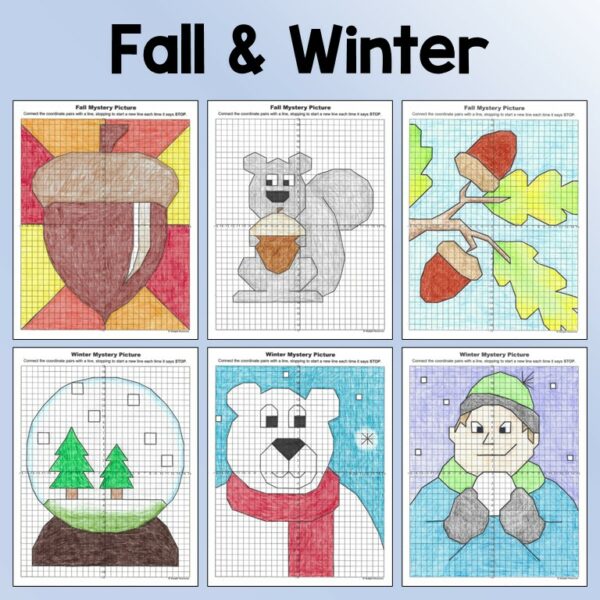 SEASONS BUNDLE Four Quadrant Coordinate Plane Graphing Pictures | Made ...