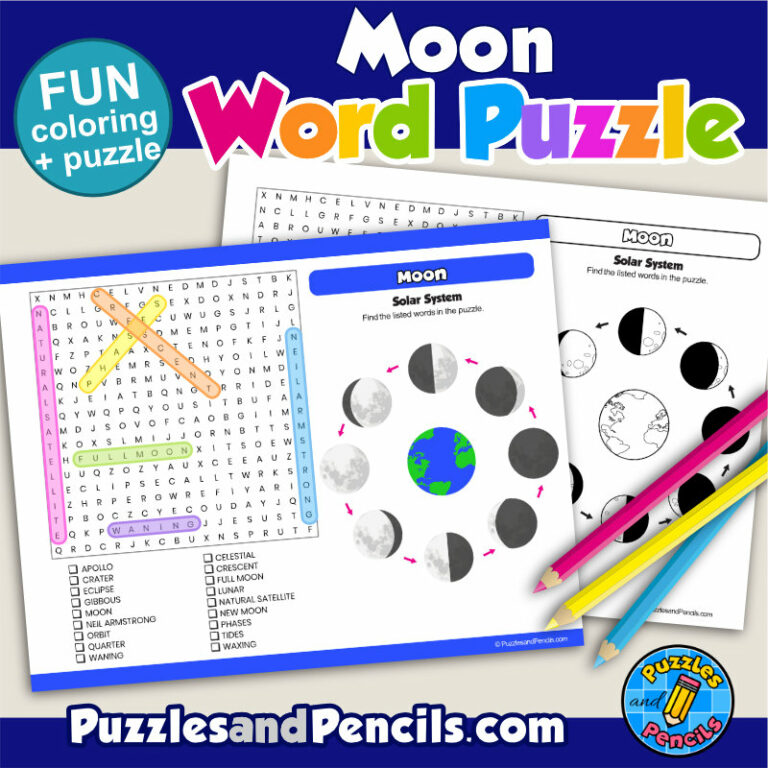 Moon Word Search Puzzle Activity Page | Planets & Solar System ...