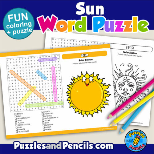 Sun Word Search Puzzle Activity Page | Planets & Solar System ...