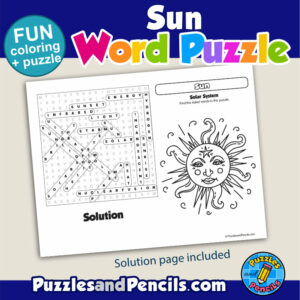 Sun Word Search Puzzle Activity Page | Planets & Solar System ...